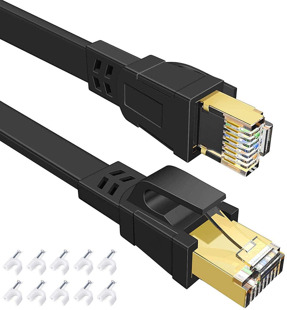 Cat 8 Ethernet Cable, 6FT High Speed Flat LAN Cable, Ethernet Cord with ...
