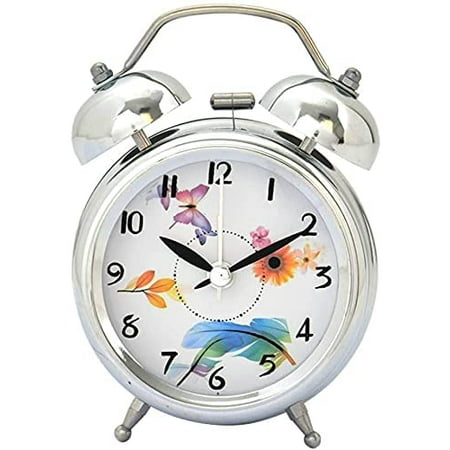 Alarm Clock Bells Analog Loud Heavy Sleepers Quartz Small Desk Clock ...