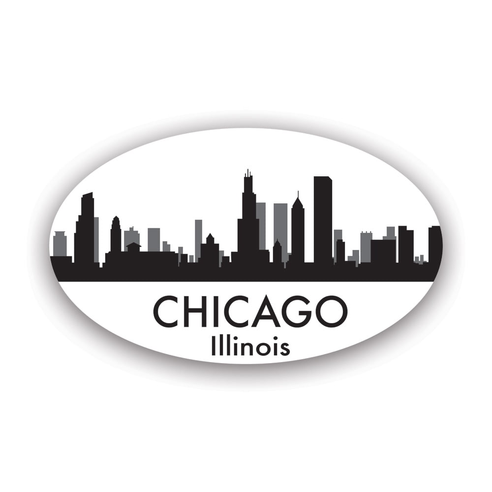 Oval Chicago Skyline Sticker Decal - Self Adhesive Vinyl - Weatherproof ...