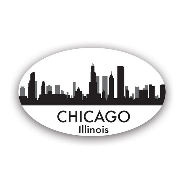Oval Chicago Skyline Sticker Decal - Self Adhesive Vinyl - Weatherproof ...