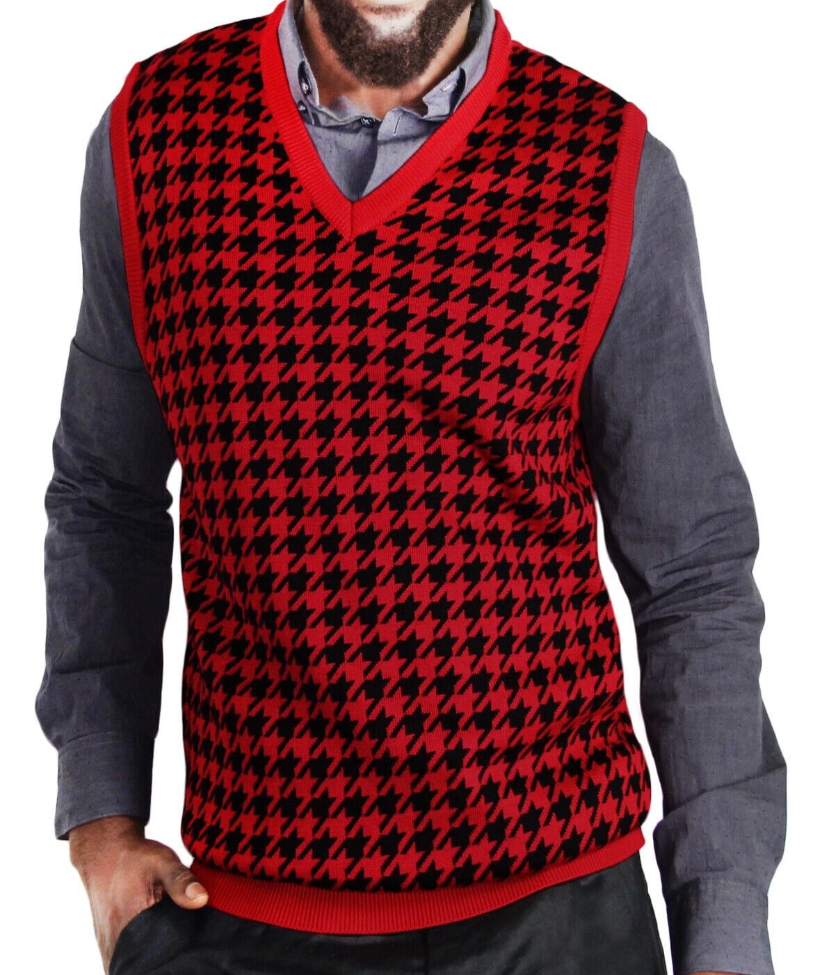 Blue Ocean Mens Big & Tall Houndstooth Sweater Vest (sv-777bm ...
