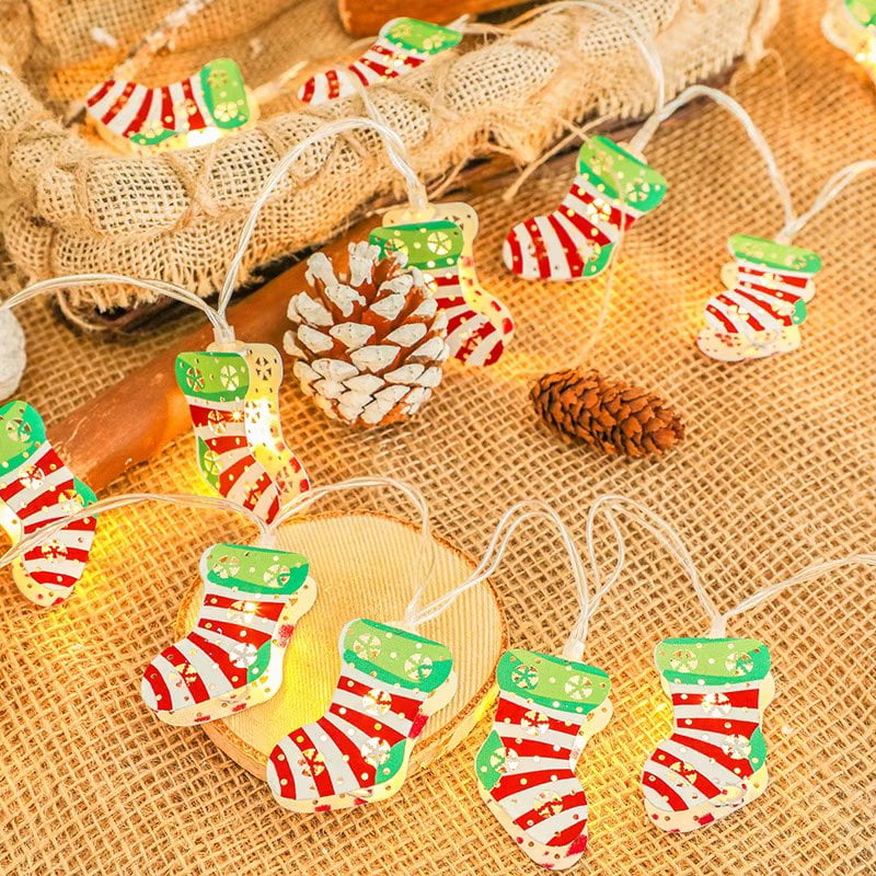 20ft 40 LED Color Socks String Lights Battery Powered 3D Mini Night ...