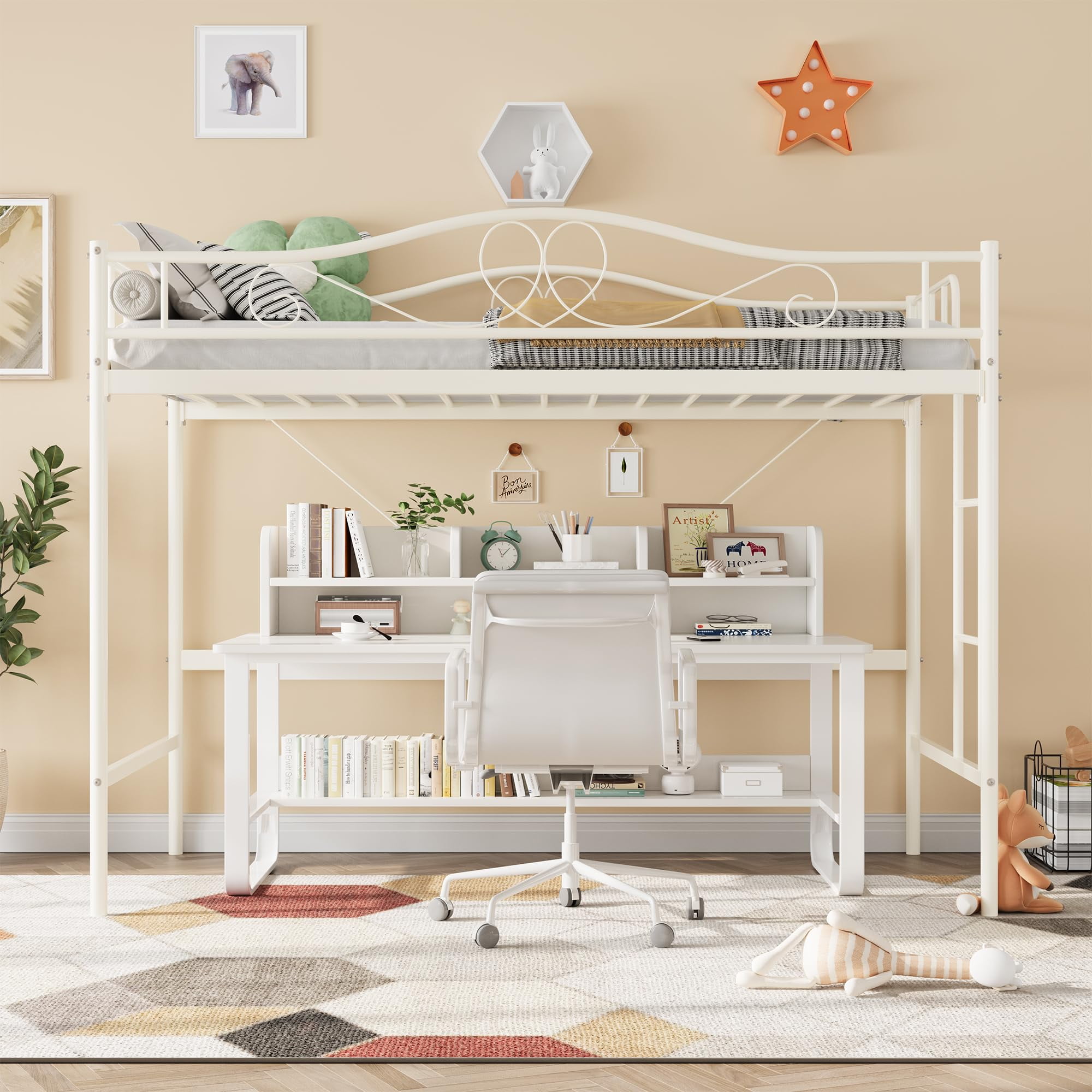 Click here for Naleesys Loft Bed With Stairs Metal Single Loft Bu... prices