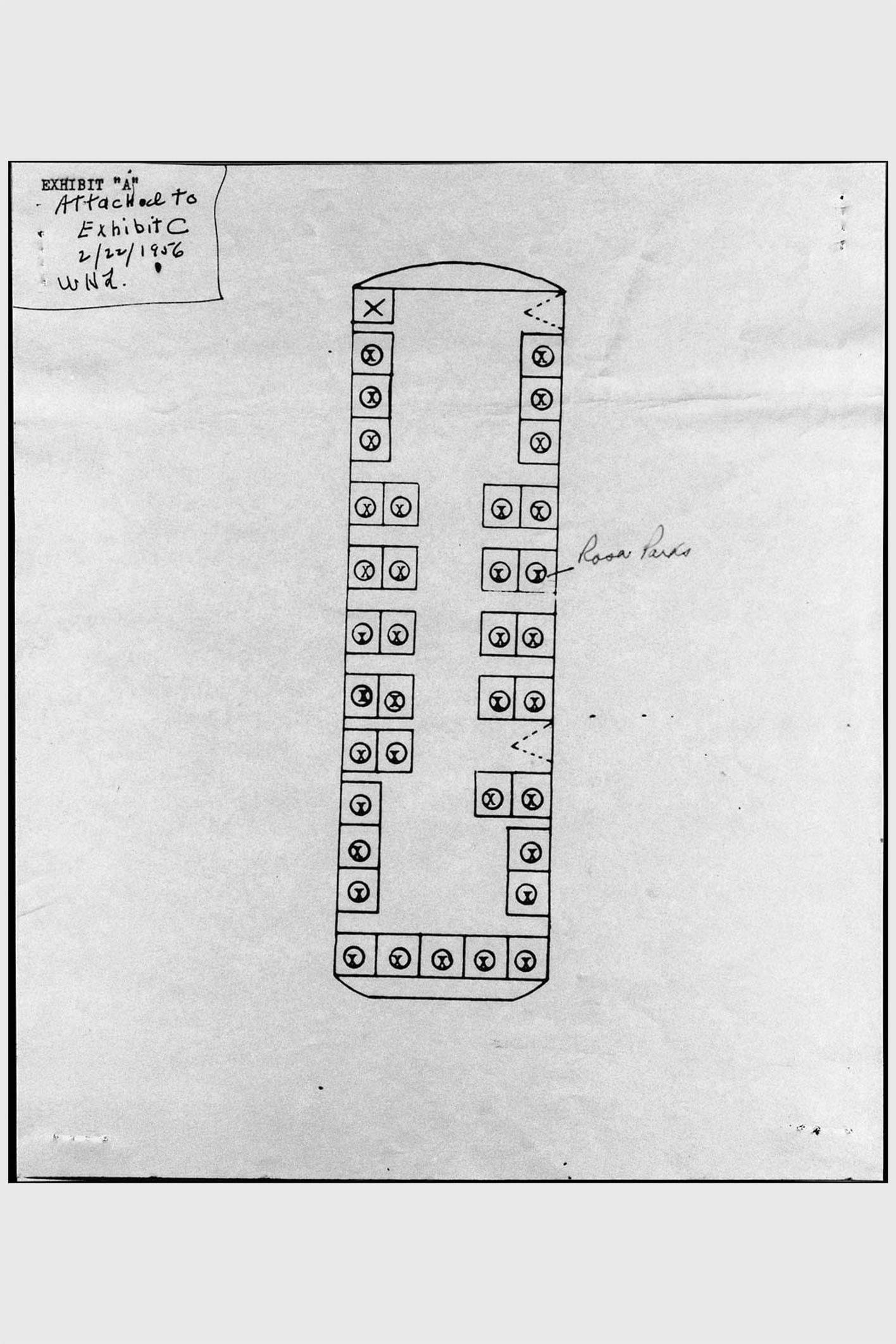 24x36 gallery poster, Seat layout on the bus where Rosa Parks sat ...