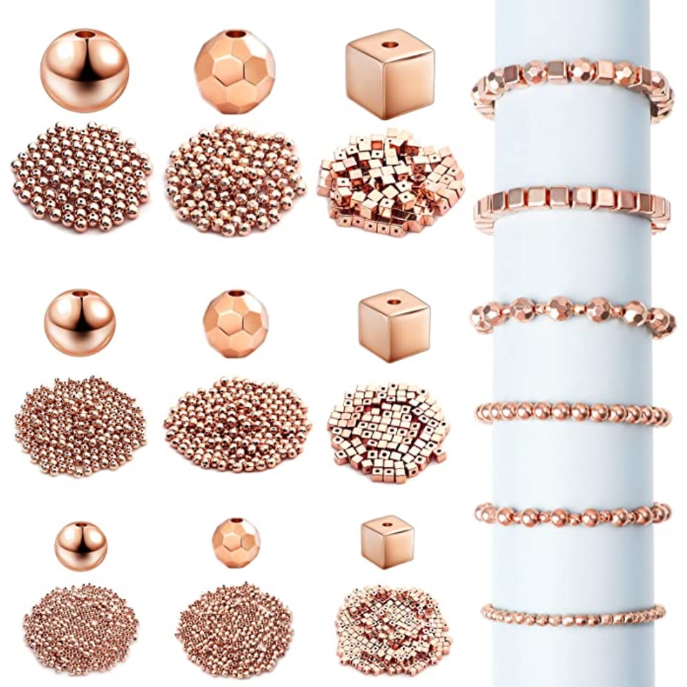 Dosaele Spacer Beads 4mm/6mm/8mm DIY Loose Spacer Beads Round Square Rhombus Smooth or Stackable ...