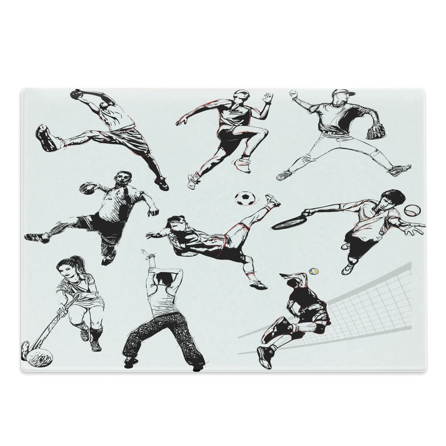 Sketchy Cutting Board, Muscular Energetic Athletes in Different Poses ...
