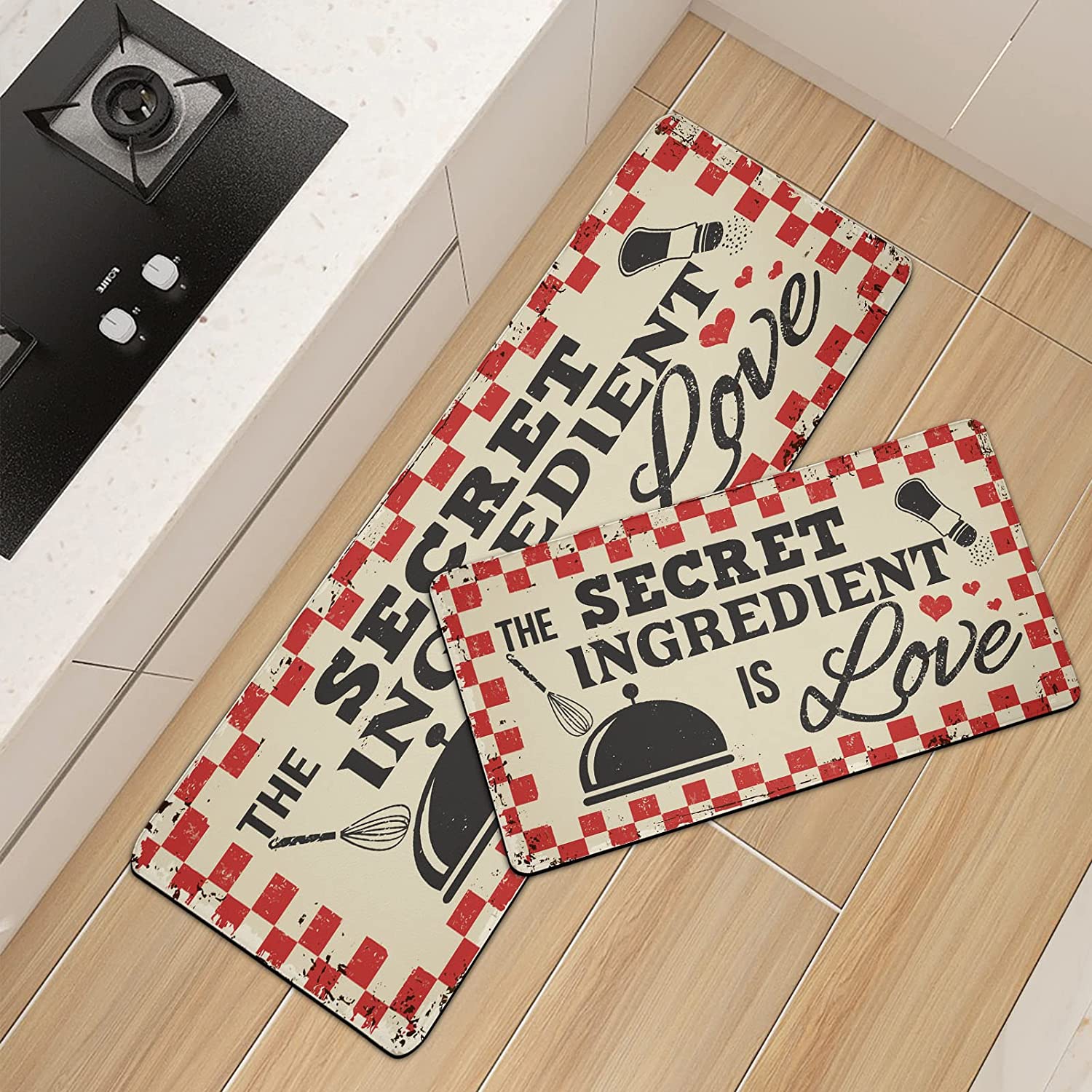 Buffalo Plaid Kitchen Rug Set of 2 Thick Anti Fatigue Farmhouse Kitchen ...