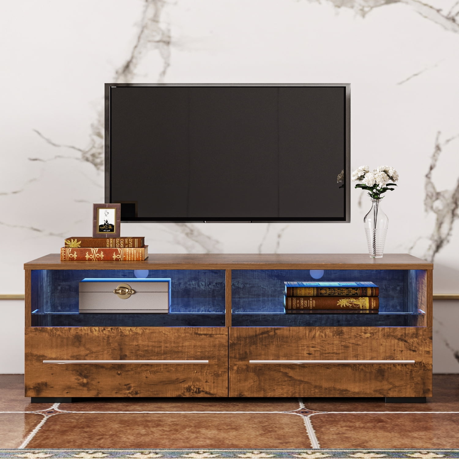 UWR-Nite LED TV Stand for 50 inch TV, Modern TV Cabinet with LED Lights ...