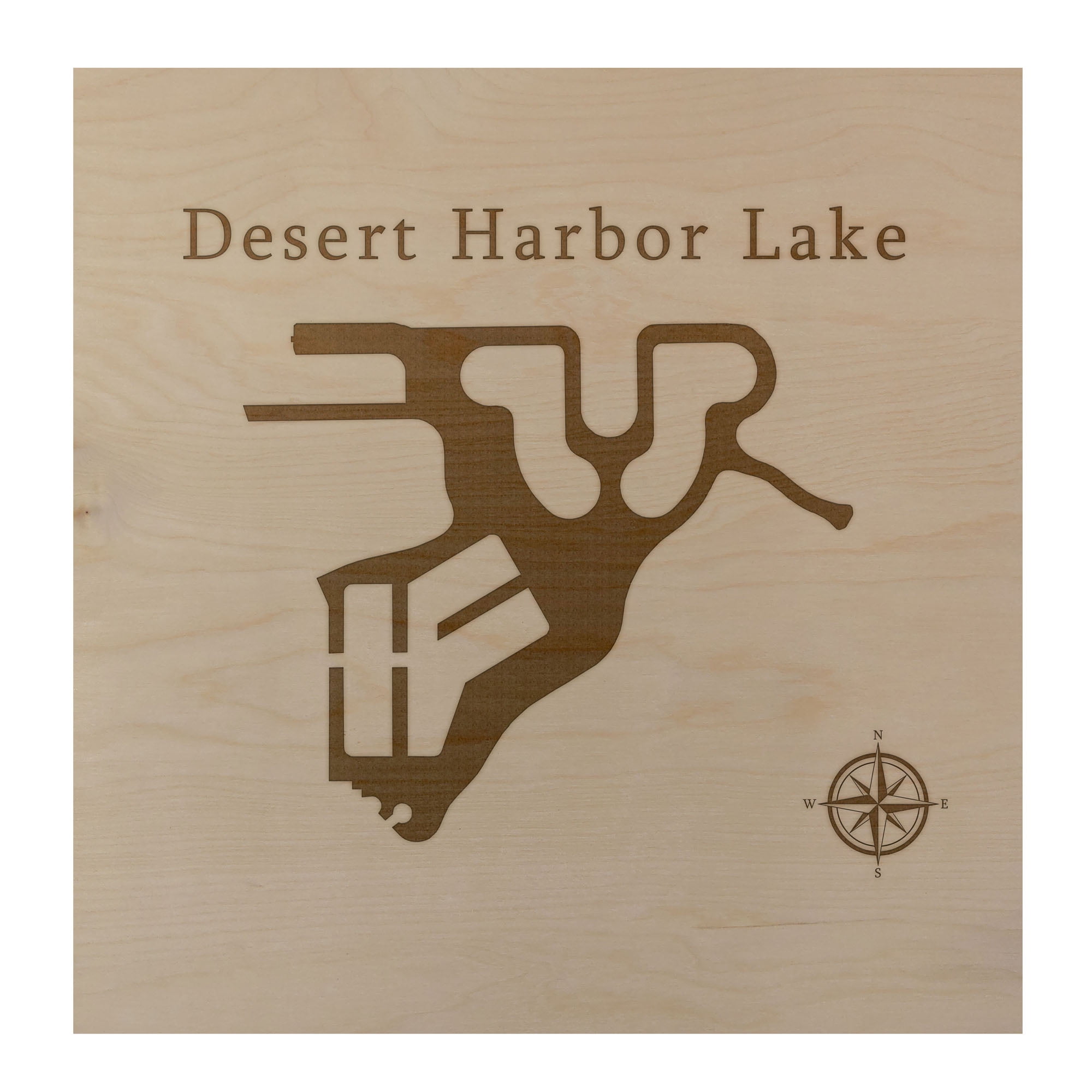 Desert Harbor Lake Map 12x12" Birch Wood Wall Art Office Decor Gift ...