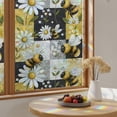 Bees Daisy Window Privacy Film Rustic Countryside Summer Grid Patchwork ...