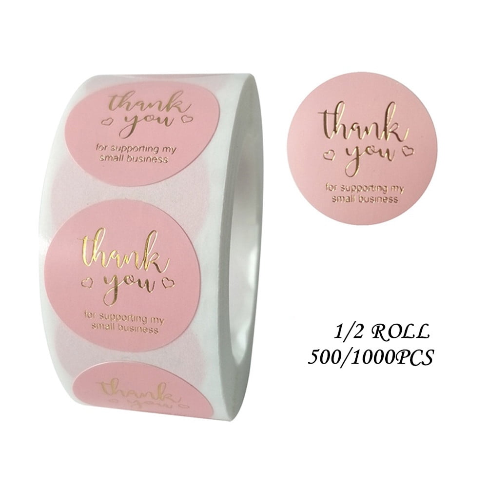 1/2 Roll Pink Thank You Stickers, Shipping Stickers, 500/1000 Total ...