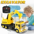 RC Excavator Toy for Boys 3-6 Years, LED Light Construction Playset ...