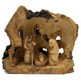 Nativity Scene Set Carved inside olive Tree Branch, Wooden Manger Scene ...