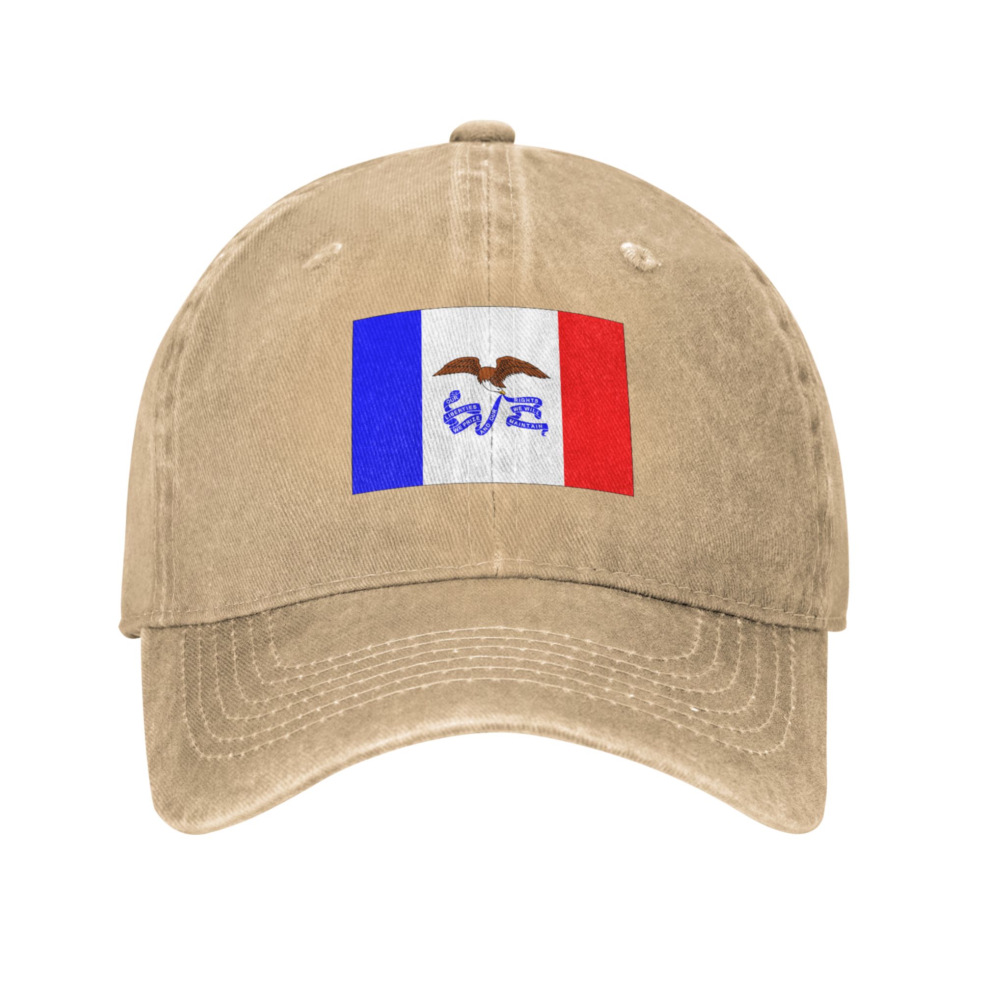 DouZhe Adjustable Washed Cotton Baseball Cap - Iowa State Seal Flag ...