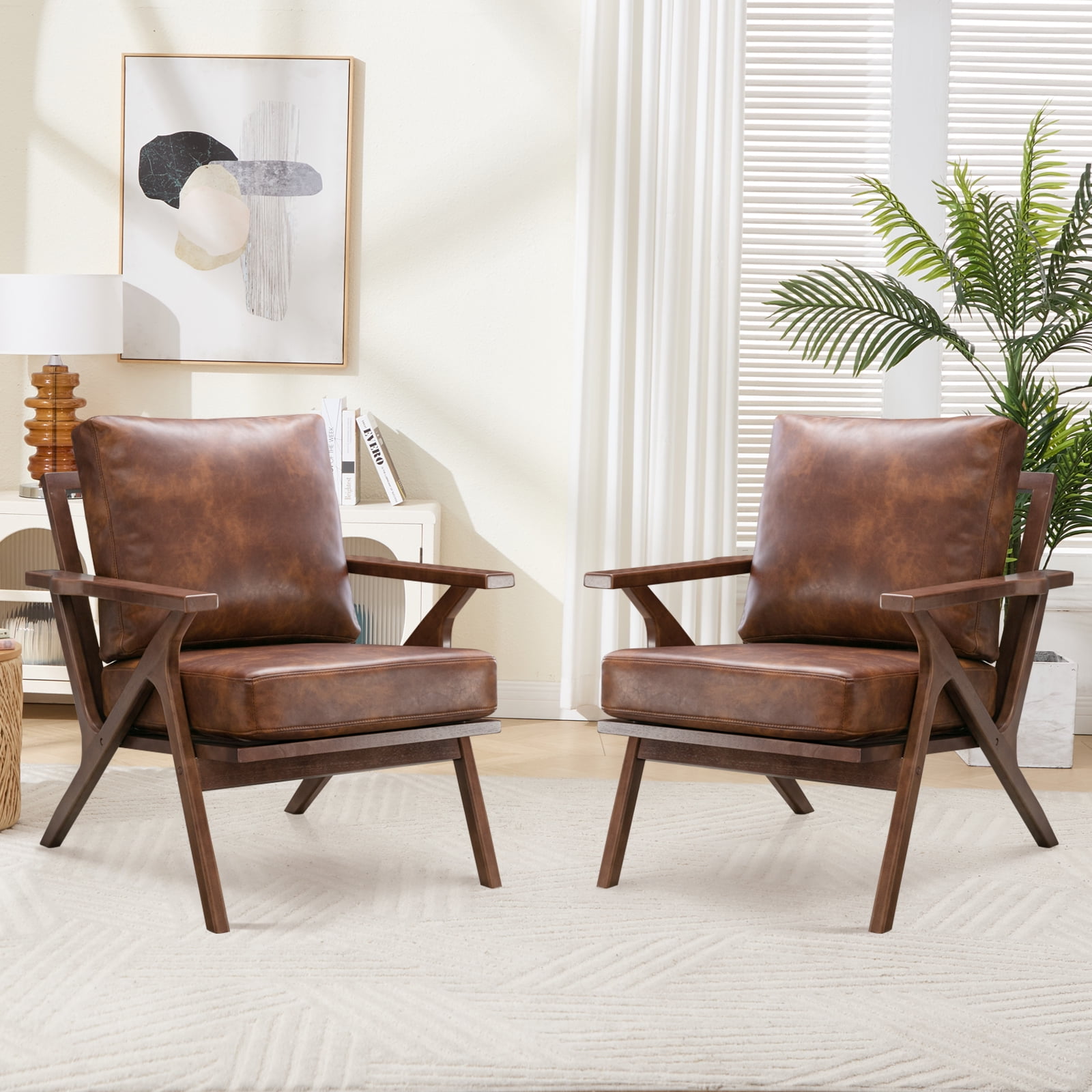 Click here for Bonzy Home Pu Leather Accent Chair Set Of 2  Mid C... prices