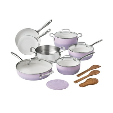 The Pioneer Woman Harlow 15-Piece Ceramic Non-Stick Aluminum Cookware Set, Iris - Walmart.com