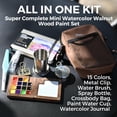 1 Set 15-Color Watercolor Paint Kit, Walnut Wood Palette with Crossbody ...