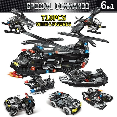 Swat Police Command Truck Aircraft Building Blocks Set City Boat Bricks ...