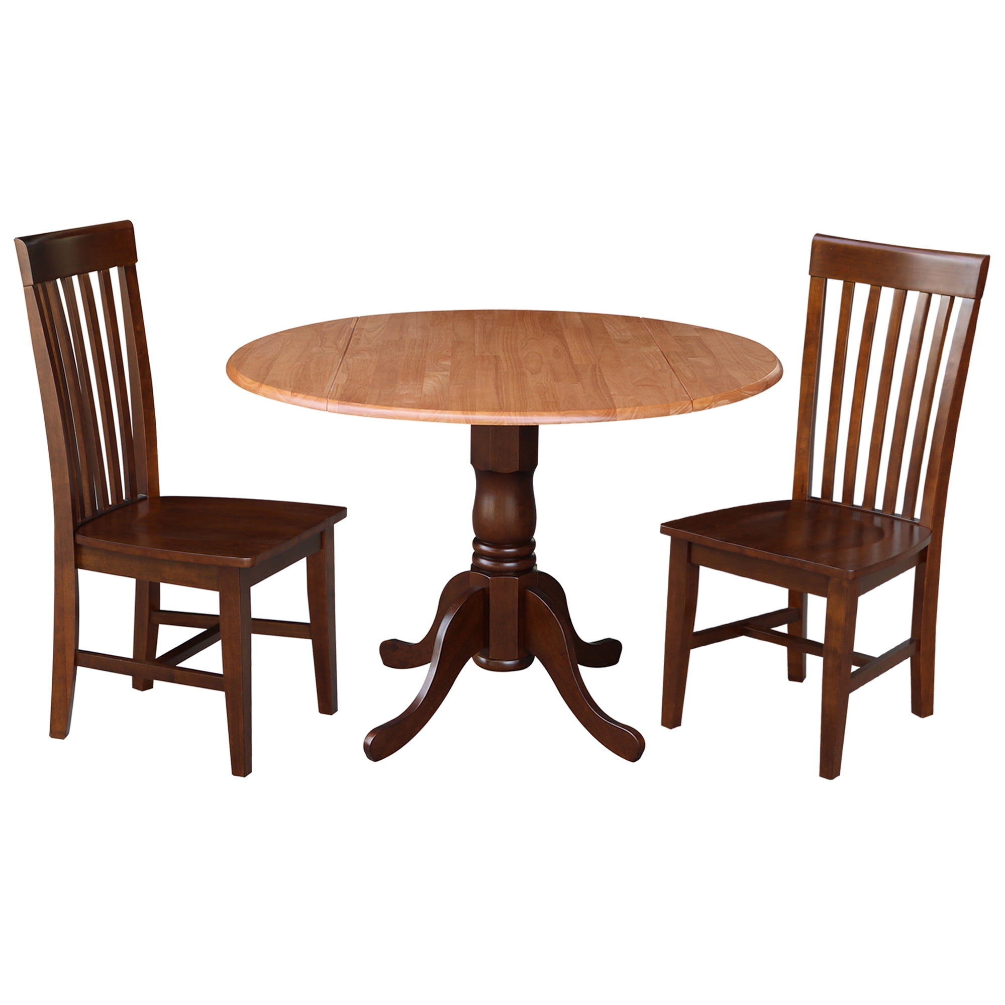International Concepts Solid Wood 3-Piece Dining Set with 42 in. Dual ...