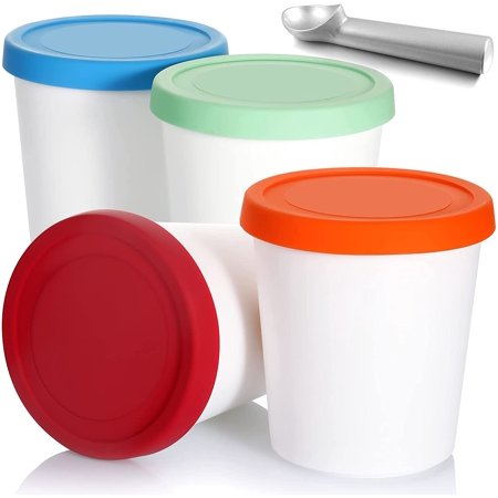 Ice Cream Container large (4 PackXICEN 34OZ) Homemade Ice Cream Storage ...