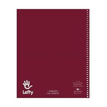 Norcom 3 Pack 100 Count Left-Handed Spiral Notebook, College Ruled ...
