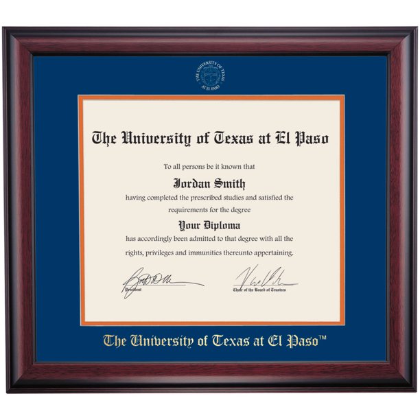 OCM Diploma Frame for University of Texas-El Paso UTEP, 19" x 21" Ph.D ...