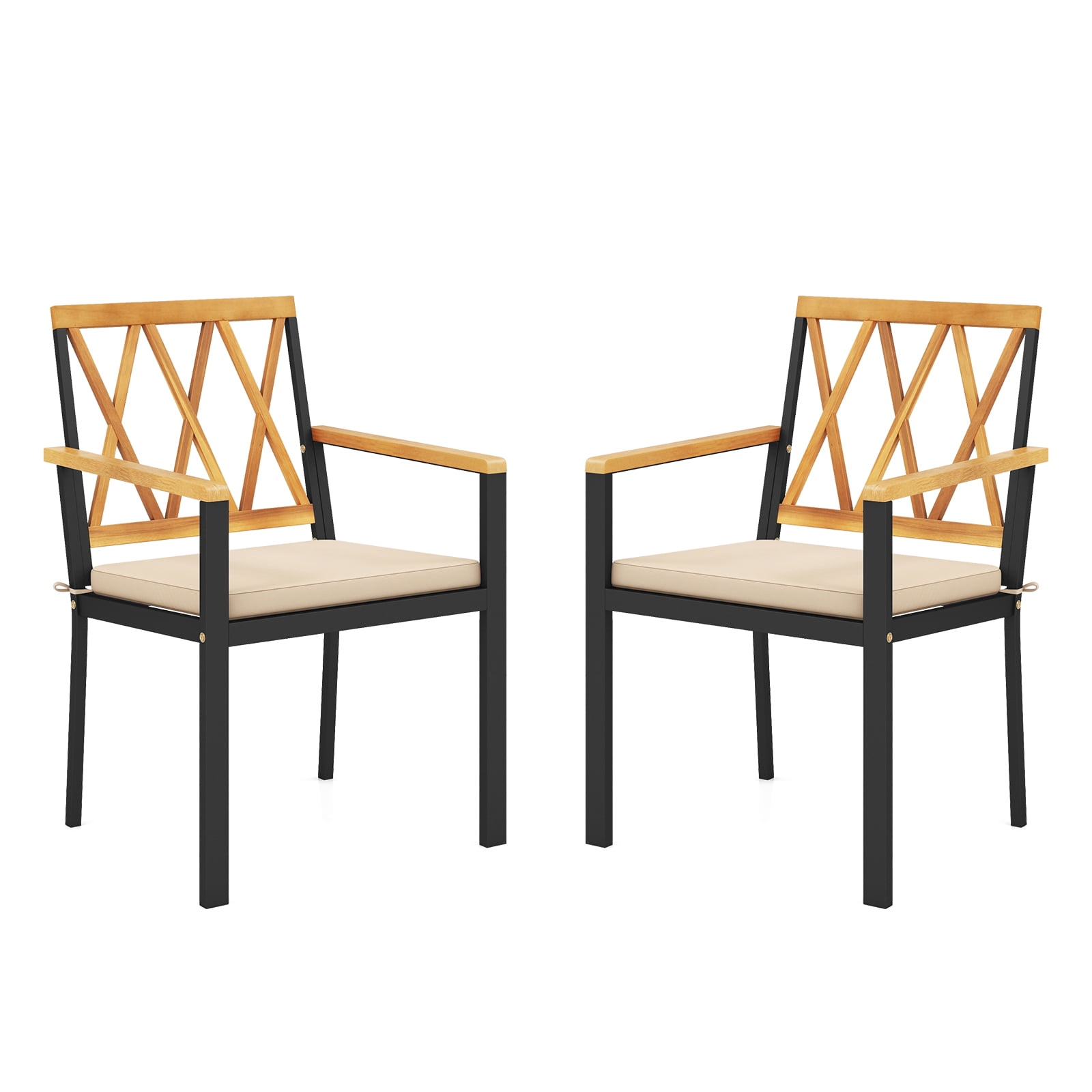 Click here for Gymax Patio Dining Chairs Set Of 2 Metal Outdoor C... prices