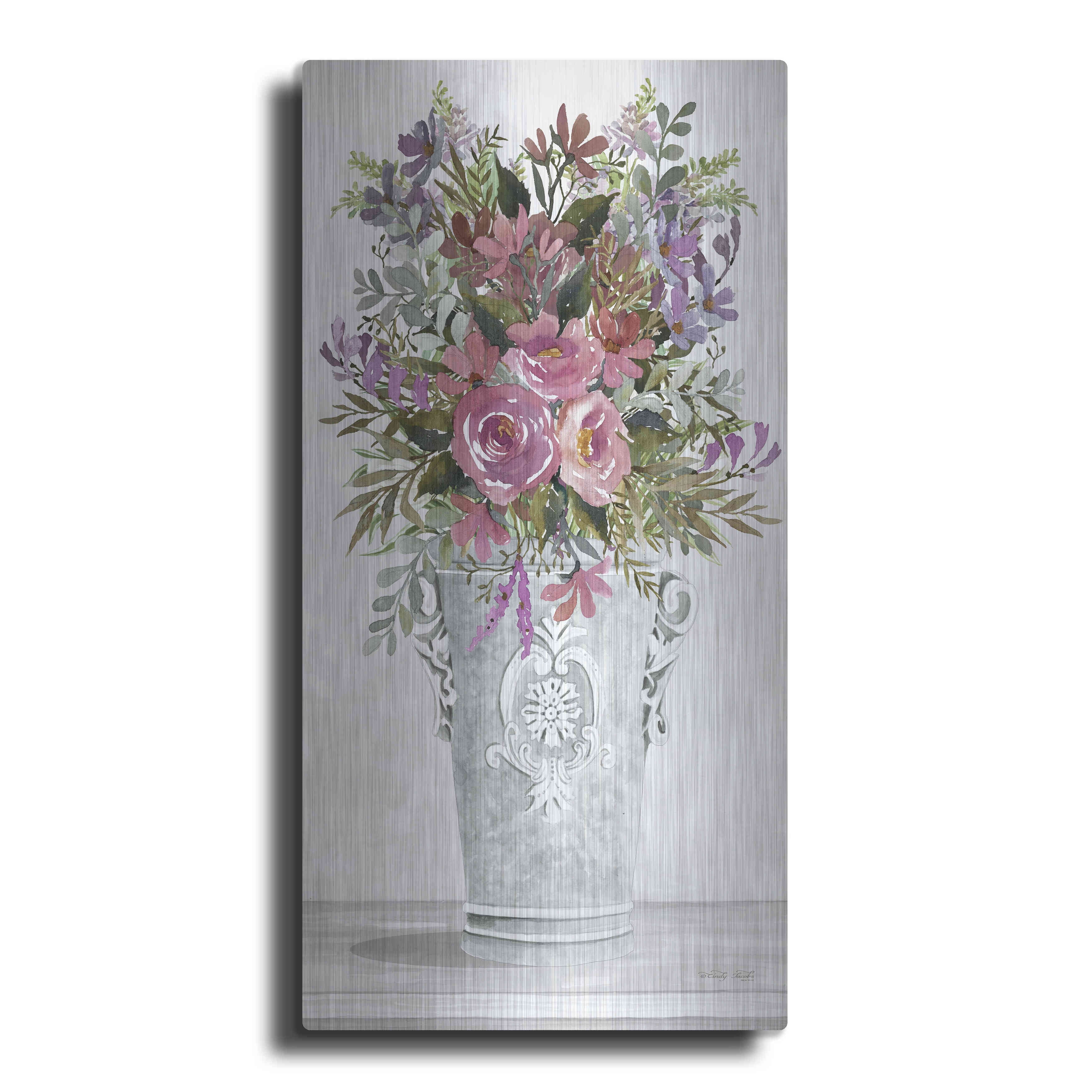 Luxe Metal Art 'Lilacs II' by Cindy Jacobs, Metal Wall Art, 24"x48 ...