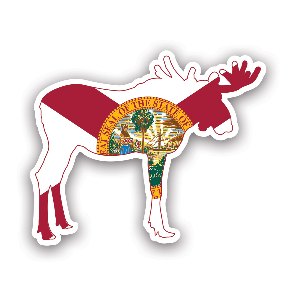 Florida Moose Shaped Flag Sticker Decal - Self Adhesive Vinyl ...