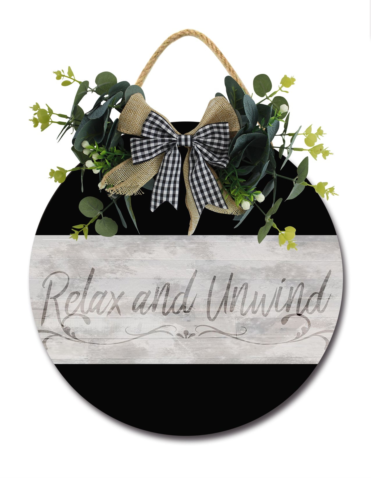 Relax And Unwind Front Door Sign Funny Wreaths Hanging Wooden Plaque ...