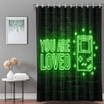 Art Gaming Icons Shower Curtain Set with Hooks, Multi Panel Neon Letter ...