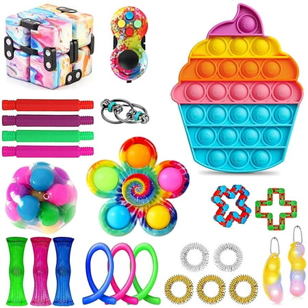 HTCM Cheap Fidget Packs Anti-Anxiety Tools - 25Pcs Sensory Fidget Block Toys Set - Stress Relief ...