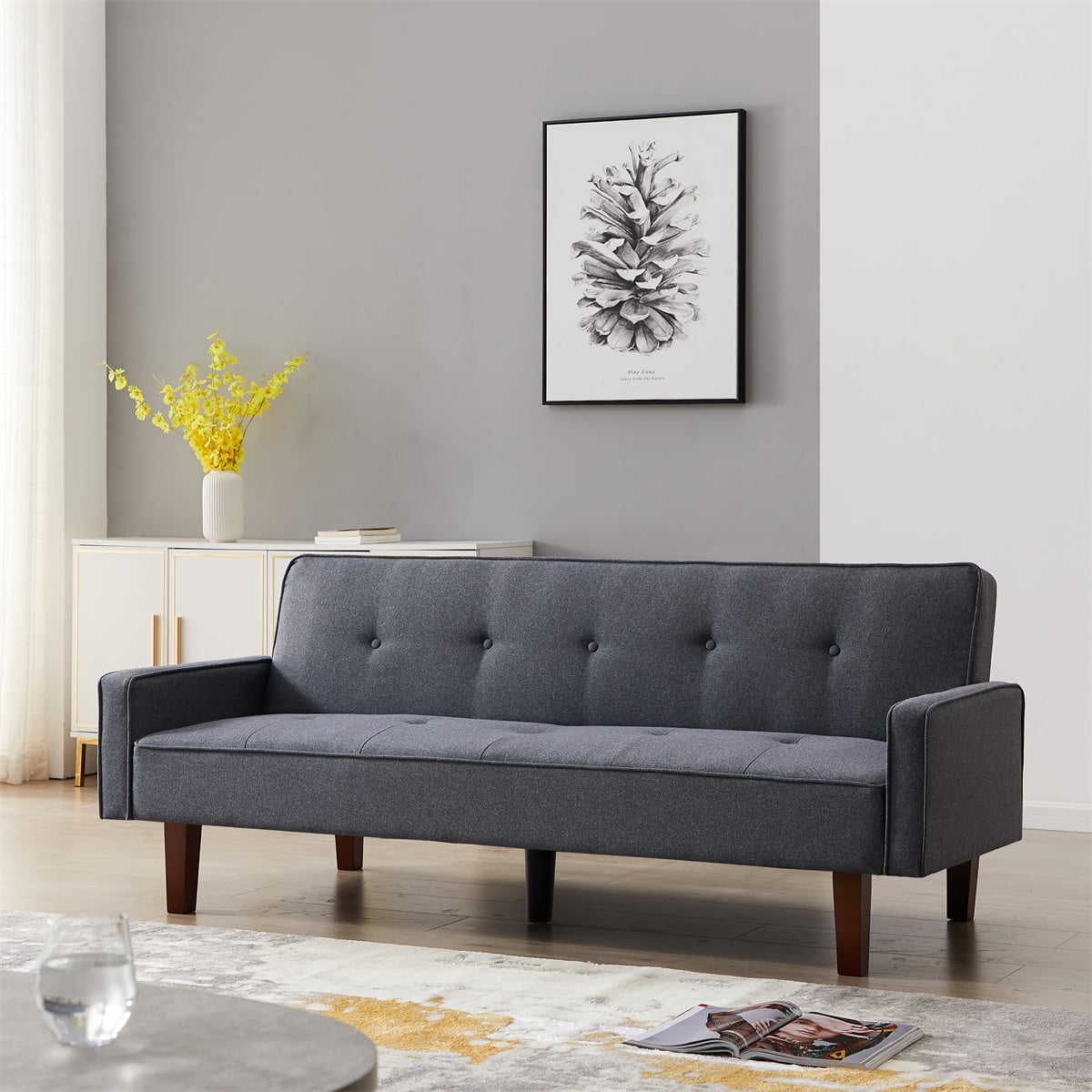 Gray Futon Sofa Bed Convertible Sleeper Sofa Couch Small Reclining Sofa ...