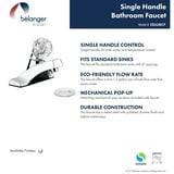 Belanger EBA24BCP Single Handle Centerset Bathroom Faucet with Drain ...