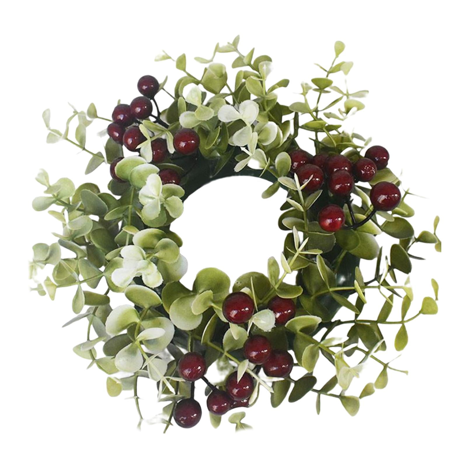 Pillar Candle Rings Wreath Artificial Leaves Tabletop Centerpieces for ...
