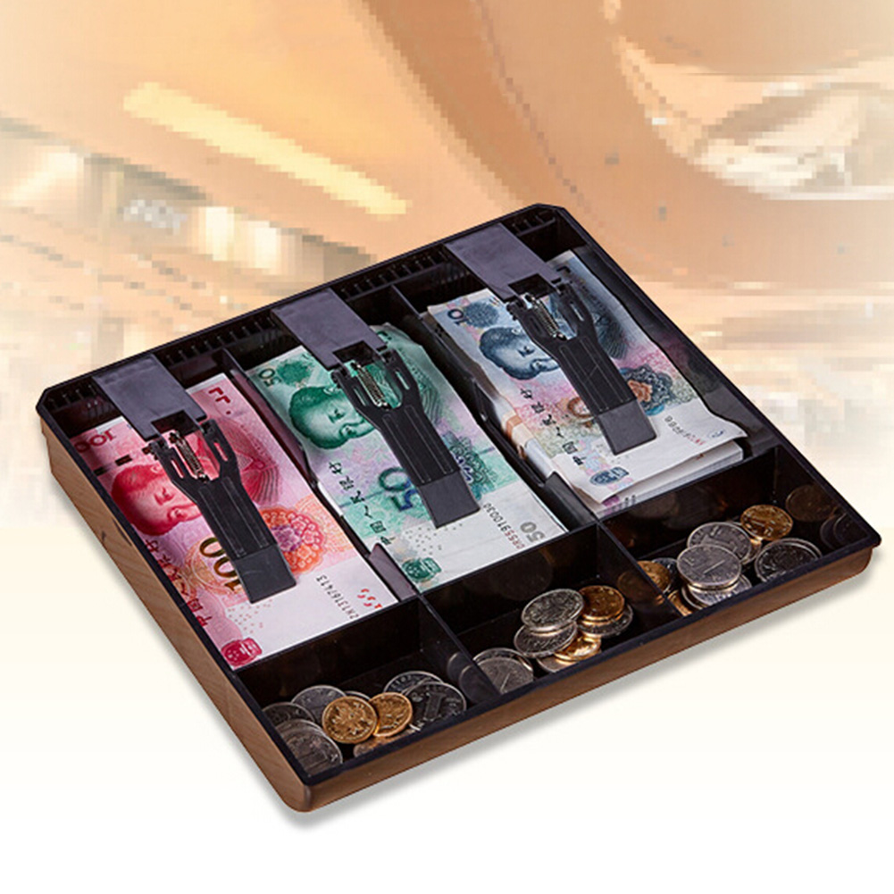 Hesroicy 3 Grid Money Cash Coin Register Cashier Box Insert Tray ...