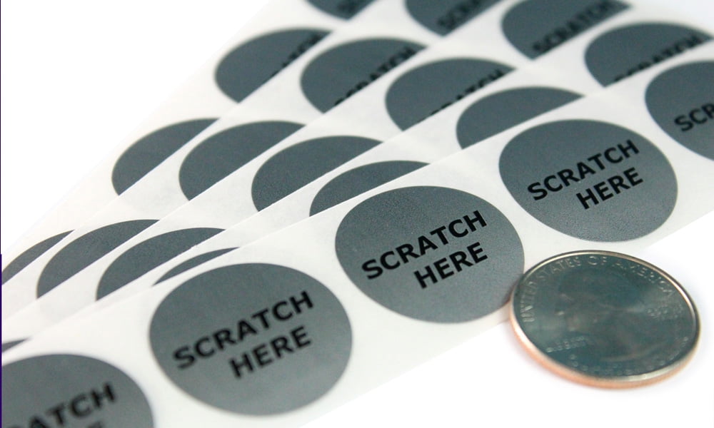 Silver 1" Round "Scratch Here" Scratch Off Labels - 100 Labels ...