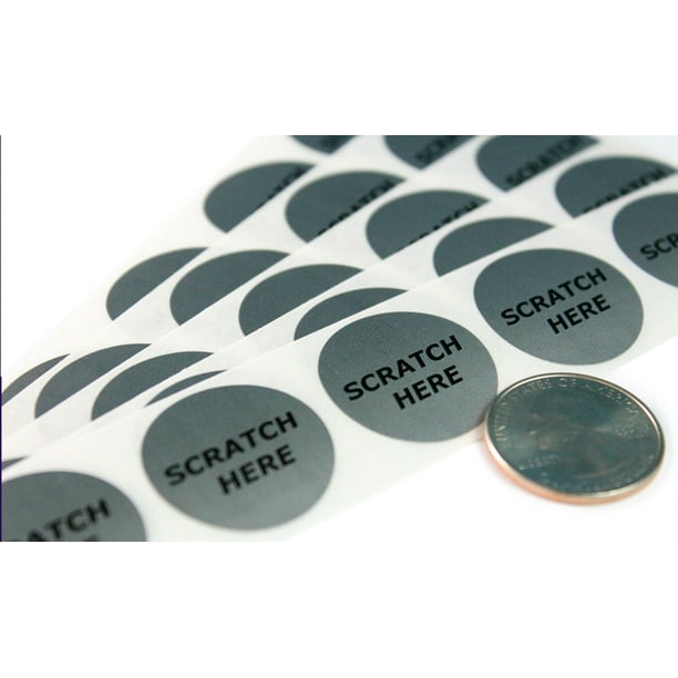 Silver 1" Round "Scratch Here" Scratch Off Labels - 100 Labels ...