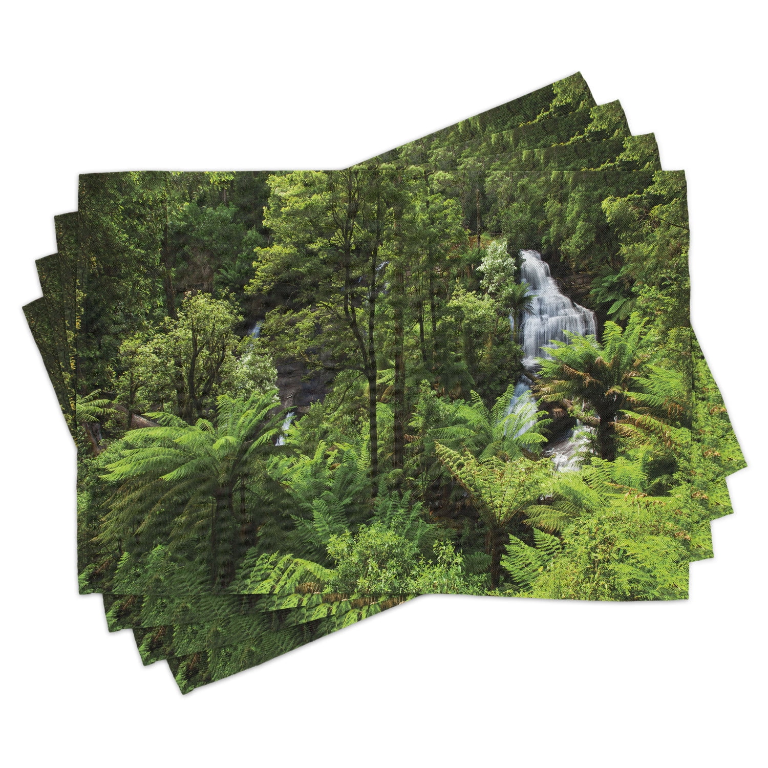 Ambesonne Tropical Place Mats Set of 4, Rainforest Fall River, Standard ...