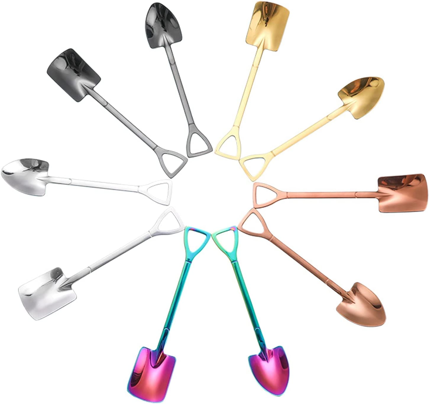 Dessert Shovel Shape Spoon Set, 10pcs Stainless Steel Spoon Suitable ...
