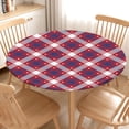 4th of July Round Fitted Tablecloth with Elastic Patriotic Independence ...