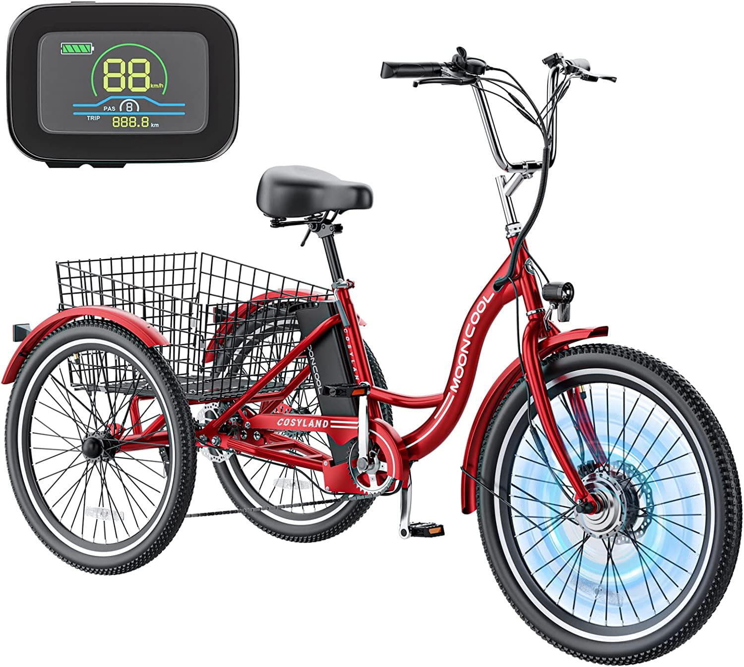 ABORON 24"/26" Electric Tricycle for Adults, 350W 36V Electric Trike ...