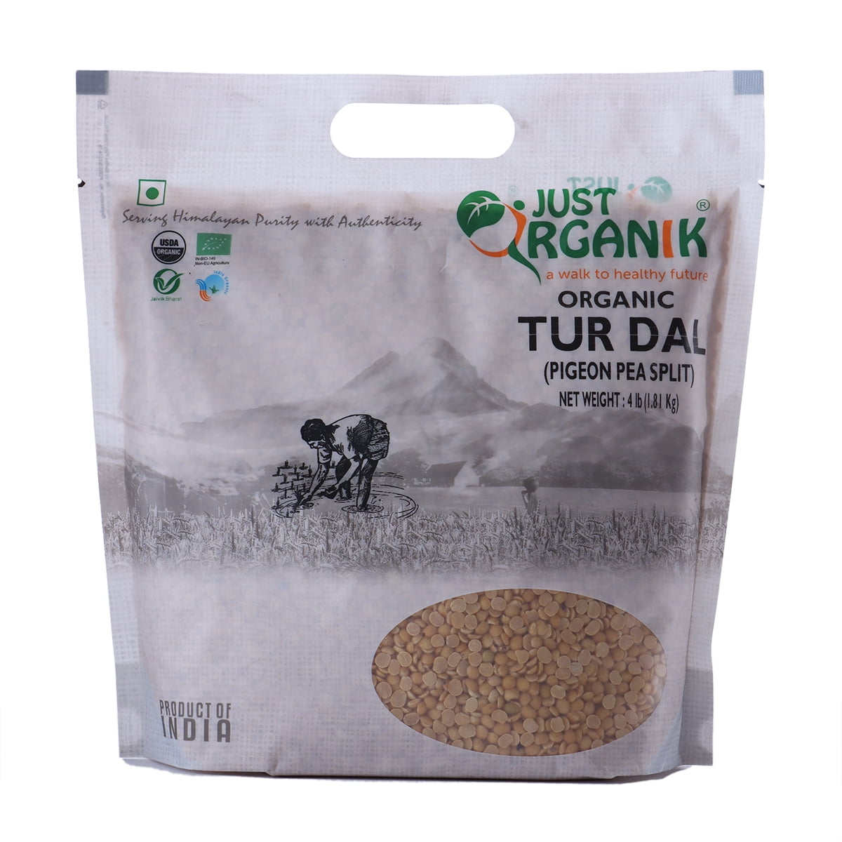 Just Organik Organic Pigeon Pea Split (Toor Dal) Dry Beans & Legumes 4 ...