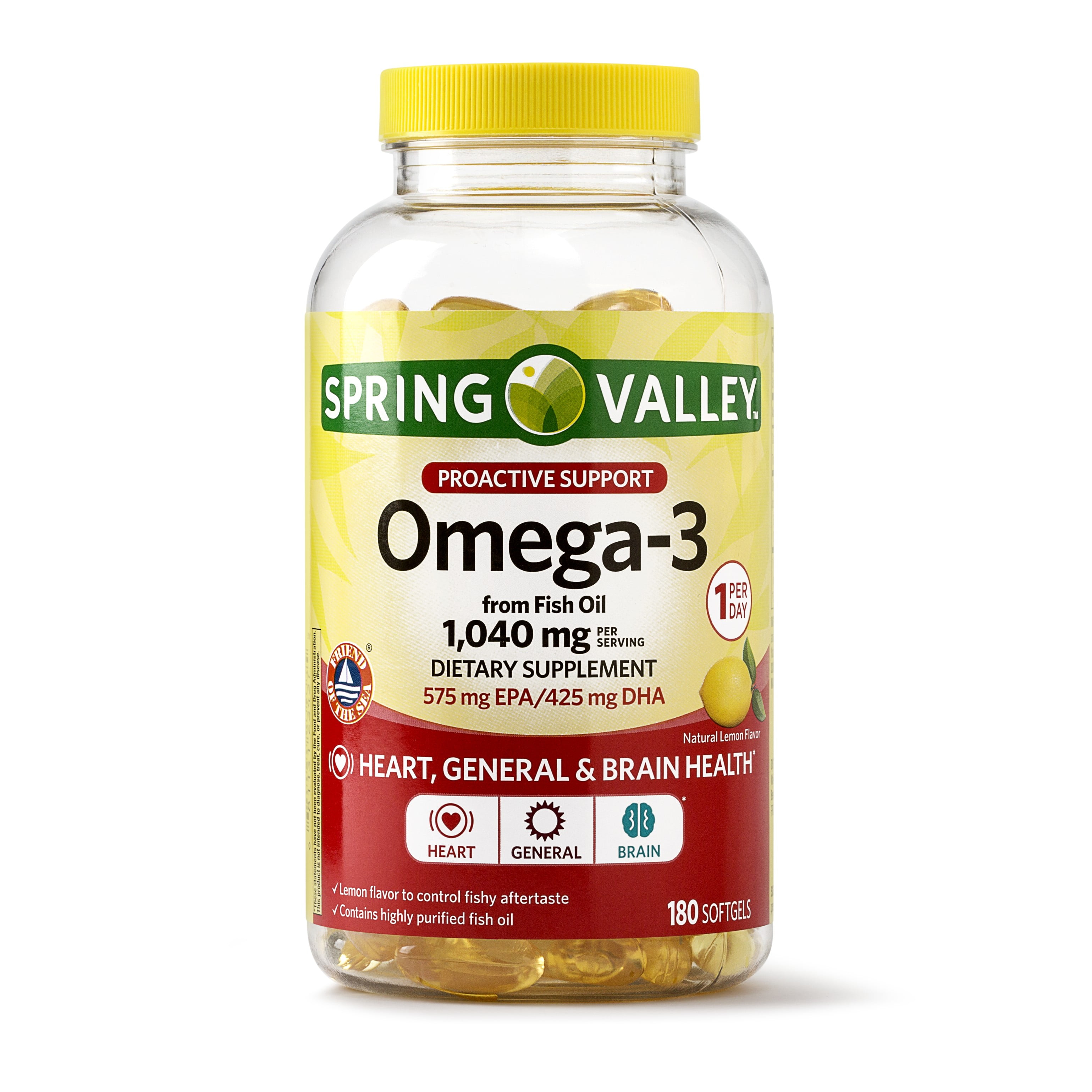 Spring Valley Omega-3 from Fish Oil Softgels, Proactive Health, 1040 Mg ...