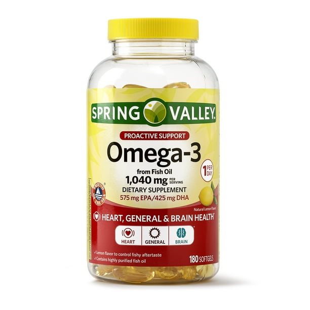 Spring Valley Omega-3 from Fish Oil Softgels, Proactive Health, 1040 Mg ...