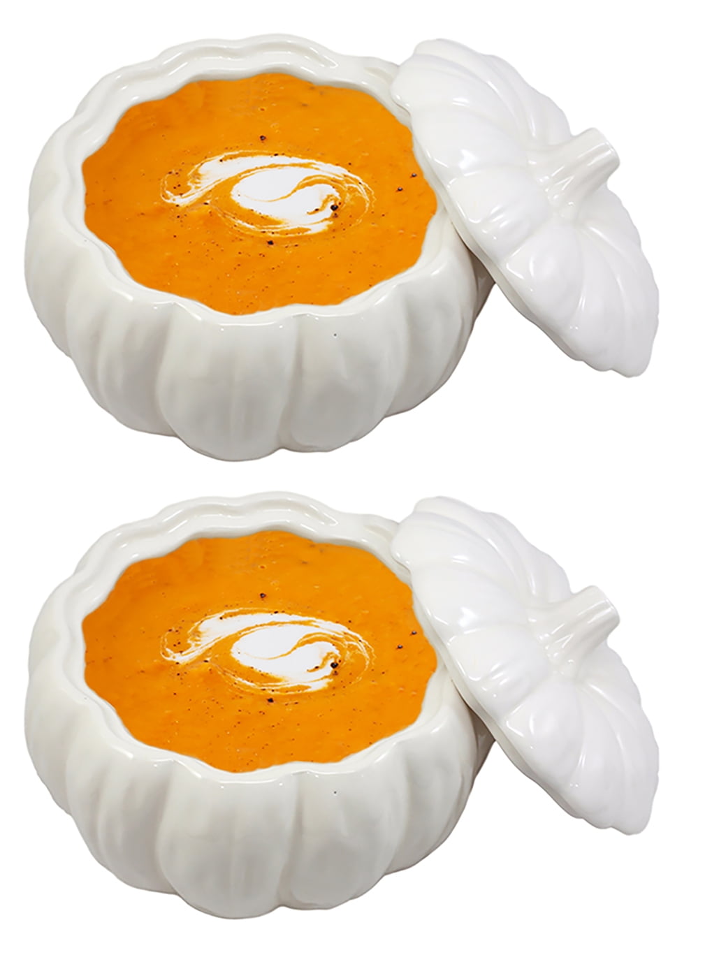 Ebros Ceramic Stoneware White Harvest Pumpkin Bowl With Lid 6"Diameter ...