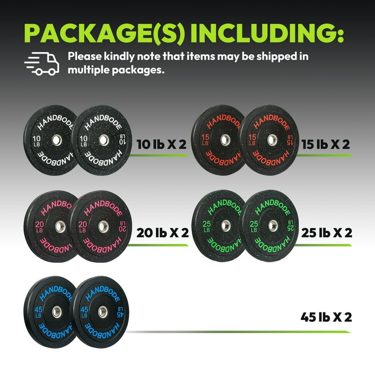 Color Coded Bumper Plates HANDBODE Olympic Bumper Plate Set - 2-Inch ...