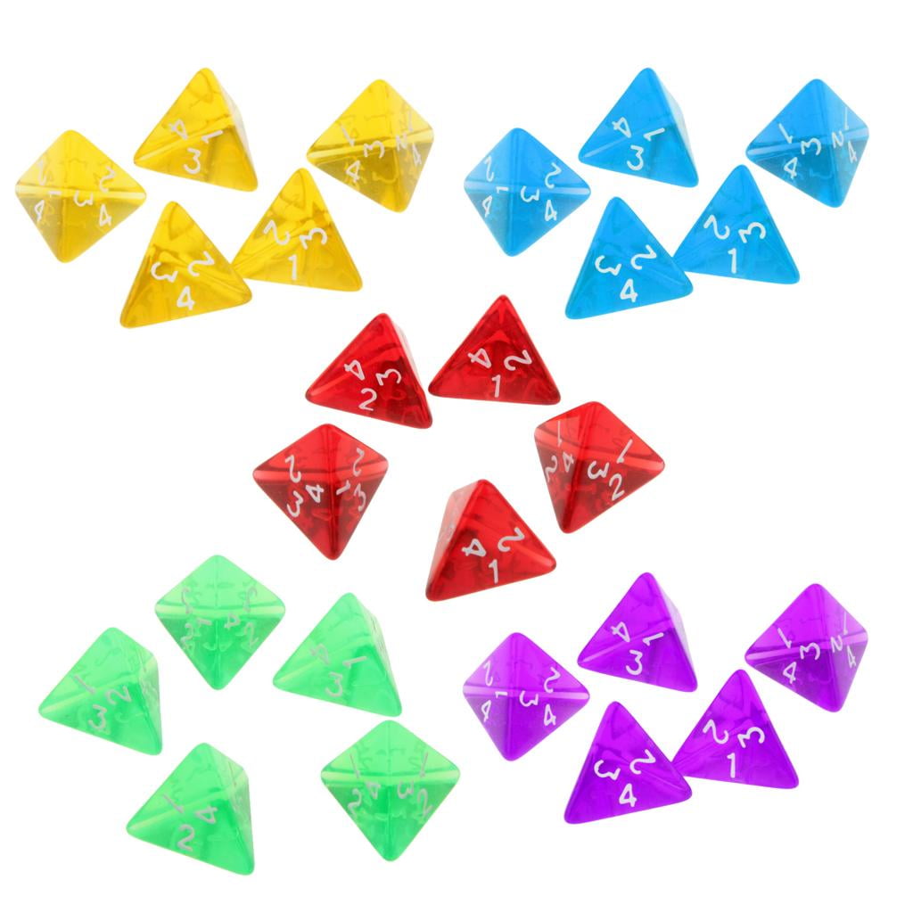 25 Piezas Gem Muti Sided D4 4-Sided Die para DND RPG Game Toy Prop Gift ...