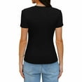Fengqque Womens Round Neck Short Sleeve Slim Fit T-shirt Casual Solid ...