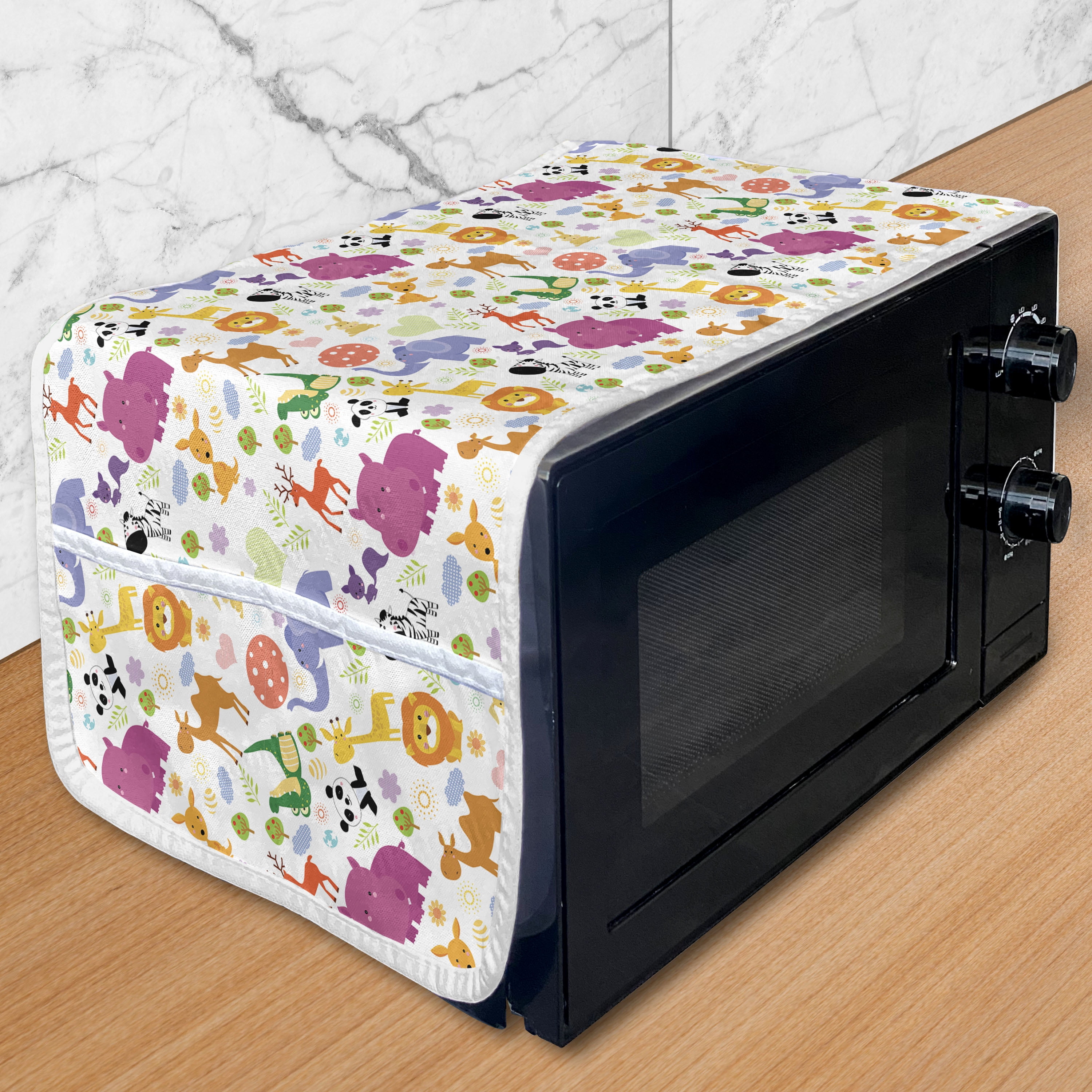 Cartoon Animal Microwave Oven Cover, Love of Nature Theme Pattern with ...